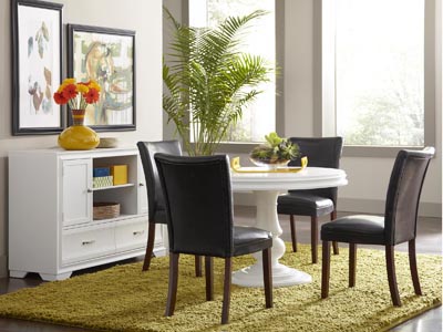 Bianca Round Dining Table with 4 Belvedere Chairs | CORT Furniture Outlet